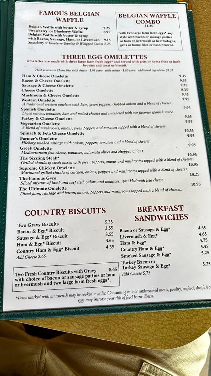 The menu reads like a love letter to breakfast classics – Belgian waffles, three-egg omelets, and country biscuits that would make your grandmother proud.