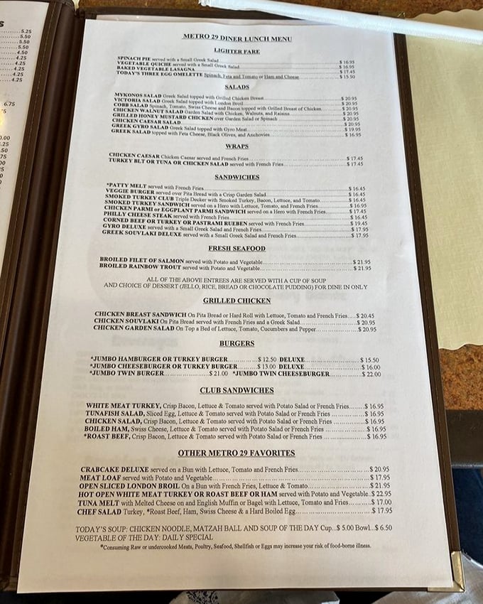 A menu that requires both hands and serious contemplation—the hallmark of any great American diner worth its salt.