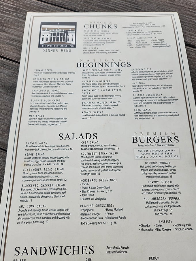 The menu reads like a love letter to Midwest comfort food, with presidential-themed sections that'll have you pledging allegiance to your appetite.