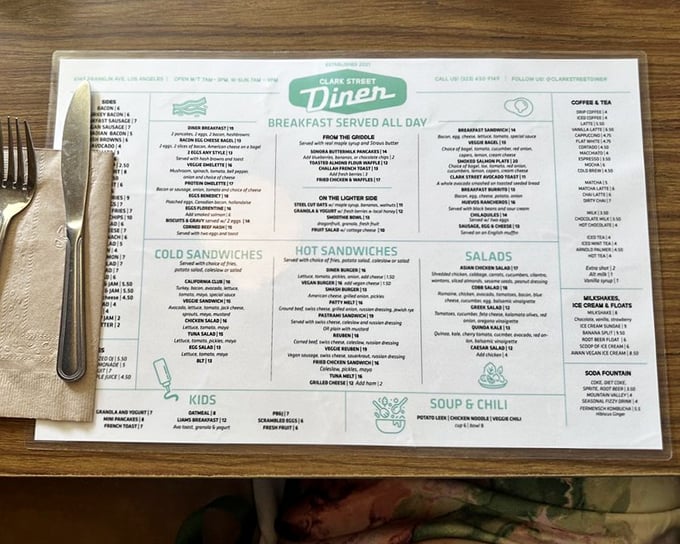 A menu that reads like a love letter to breakfast classics. No need for fancy fonts when the food speaks this eloquently.