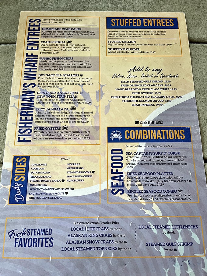 This menu isn't just a list—it's a treasure map where X marks the spot for your next food coma. The "no substitutions" warning? That's confidence, not stubbornness.