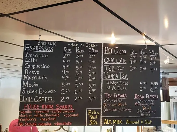 Hand-chalked menus reveal coffee craftsmanship that rivals any big-city café, with prices that won't break the bank.