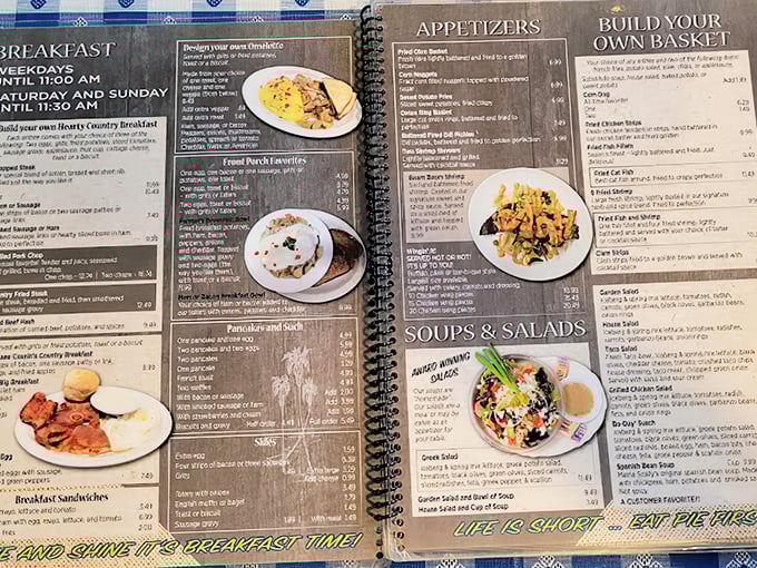 This isn't just a menu—it's a roadmap to happiness. Each spiral-bound page offers a different route to culinary bliss.