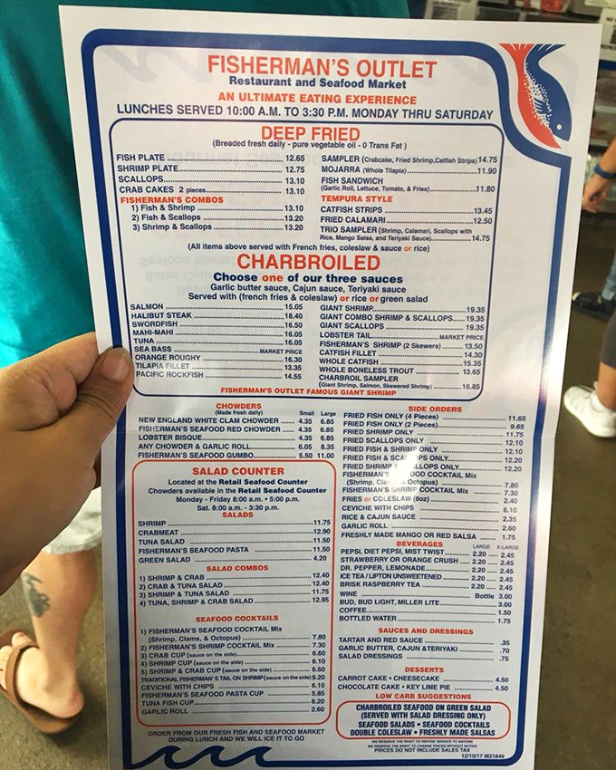 This menu isn't just a list—it's a treasure map to seafood nirvana. The deep-fried and charbroiled sections read like poetry to hungry seafood lovers.