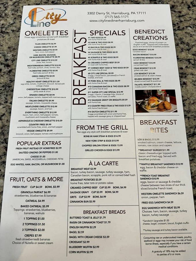 The menu reads like a breakfast novel – each page more tempting than the last.