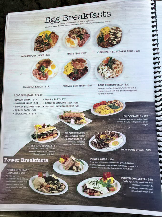 This isn't just a menu – it's a roadmap to breakfast bliss with options for every craving.