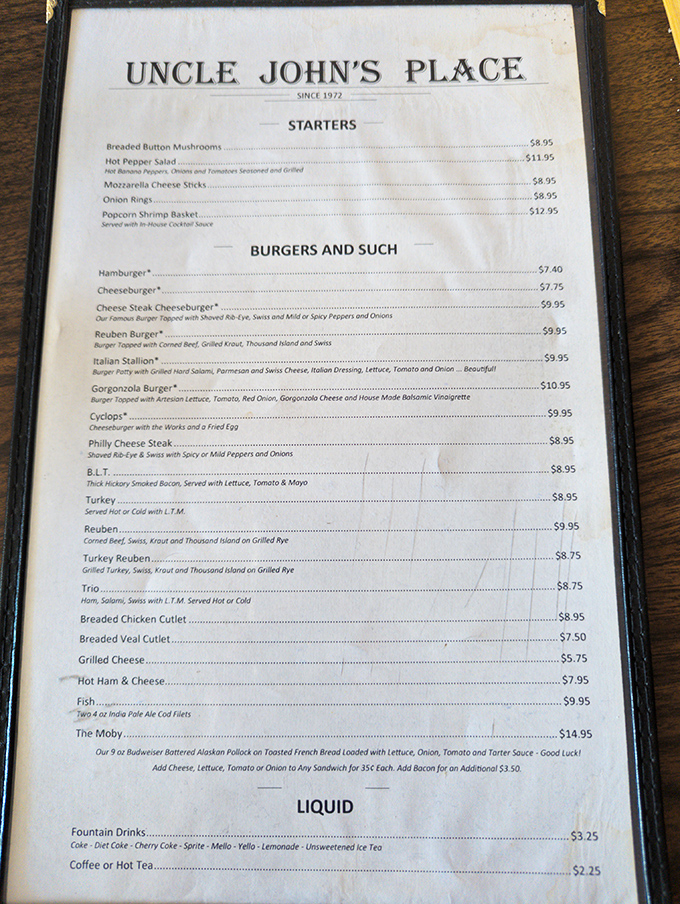 A menu that reads like a love letter to American classics. That Hot Pepper Salad sitting innocently at $11.95 is about to change your life. 