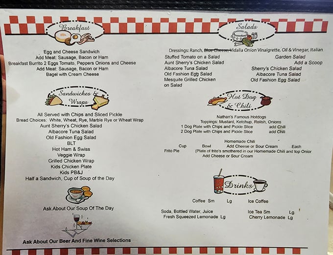 This menu isn't trying to impress with exotic ingredients or fancy fonts—just honest food that makes your stomach smile.