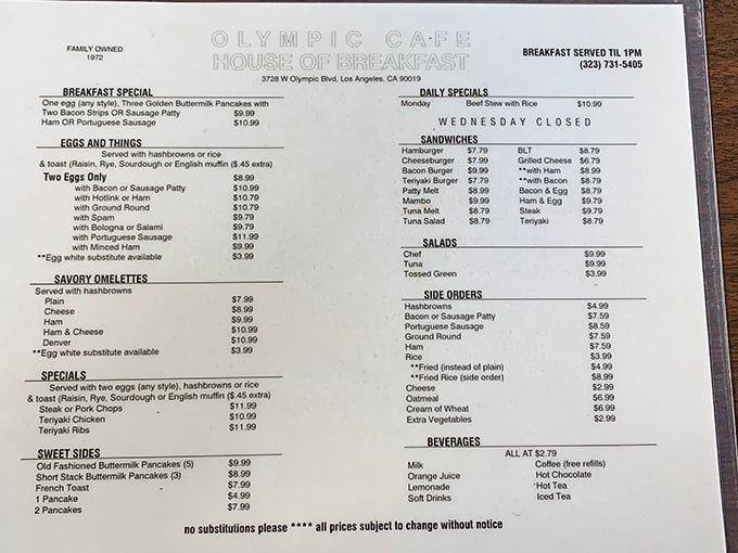 The menu reads like a love letter to breakfast classics. Each item promises comfort without pretension—exactly what morning food should be.