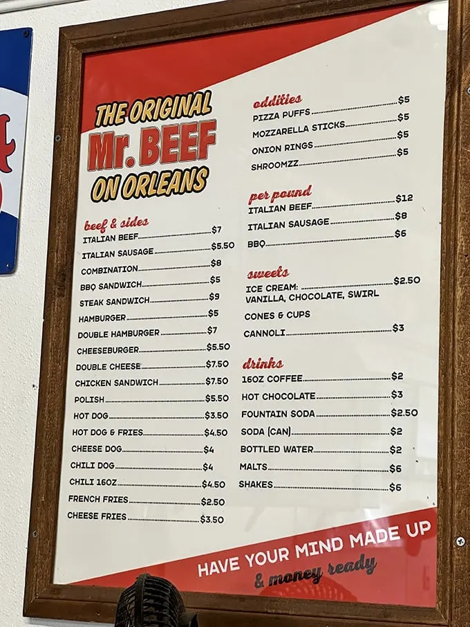 A menu board that cuts to the chase. No foam reductions or deconstructed anything—just honest Chicago food that delivers on every promise. 
