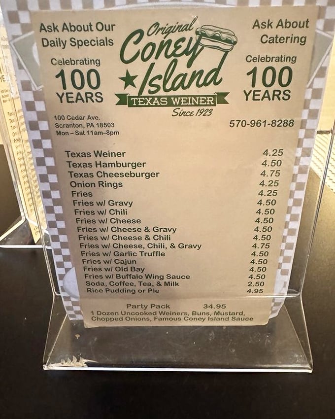 A menu that hasn't needed updating in decades – when you've perfected simplicity, why complicate things? The Texas Weiner remains the undisputed star.