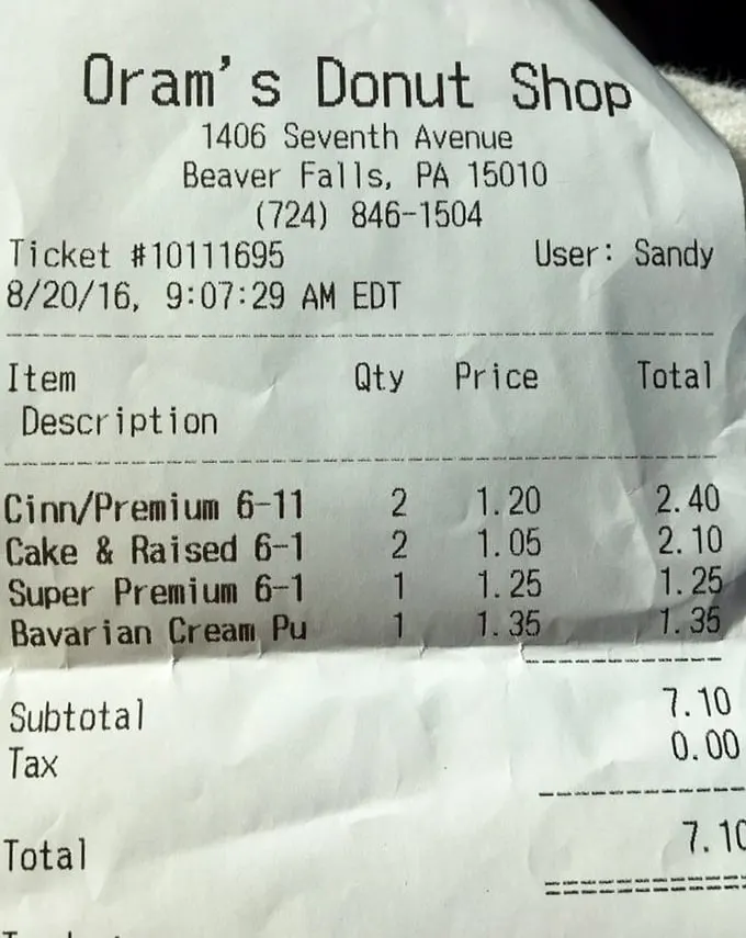 The receipt that launched a thousand cravings. Six dollars and change for a taste of Pennsylvania pastry perfection is the bargain of the century.