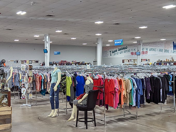 The women's section: where vintage Diane von Furstenberg might be hiding between everyday essentials, waiting for its Cinderella moment.