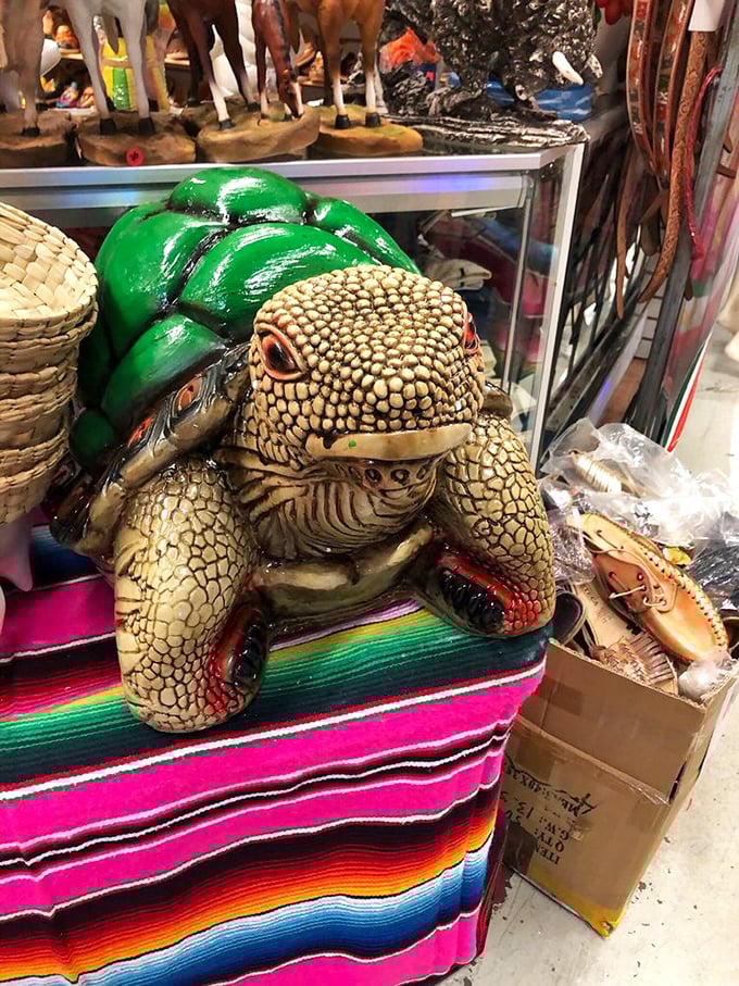 This ceramic tortoise isn't rushing anywhere—he's waiting for the right shopper to give him a forever home.