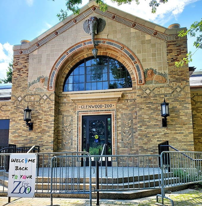 The Glenwood Zoo entrance stands as a charming time capsule of architectural delight, where animal adventures begin beneath that magnificent arched doorway.
