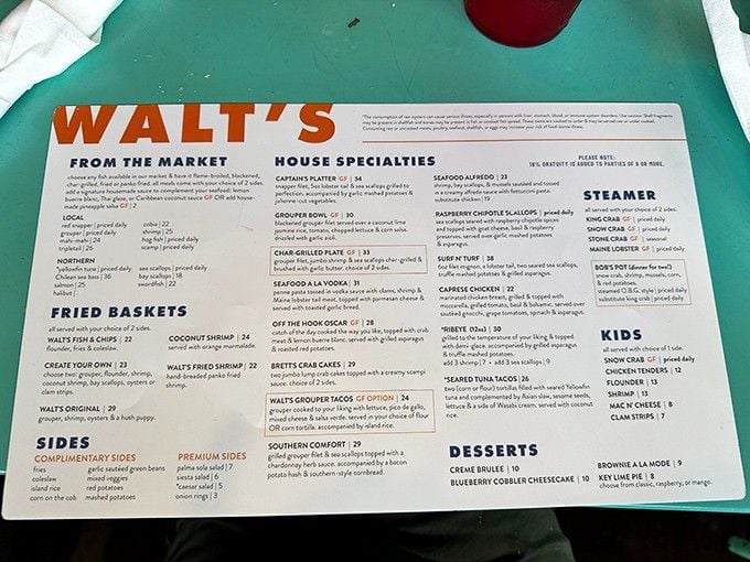 The menu reads like a greatest hits album of Gulf Coast seafood, with prices that won't require a second mortgage.