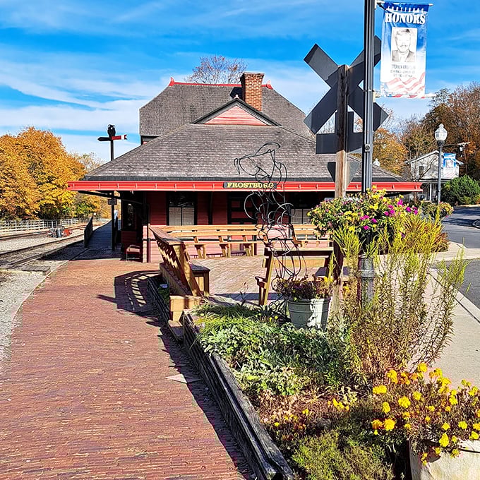 Frostburg's historic train station stands as a charming reminder of simpler times in this mountain college town.