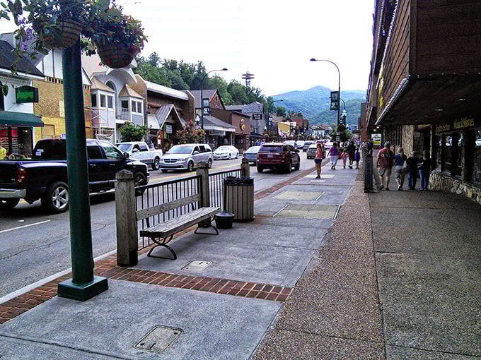 Gatlinburg's charming downtown sits beneath a sky so blue it looks Photoshopped – Mother Nature showing off again!