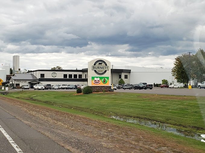 Behold, the mighty Burnett Dairy! It’s a testament to Wisconsin’s rich heritage, where good things are made. Pure pastoral delight!