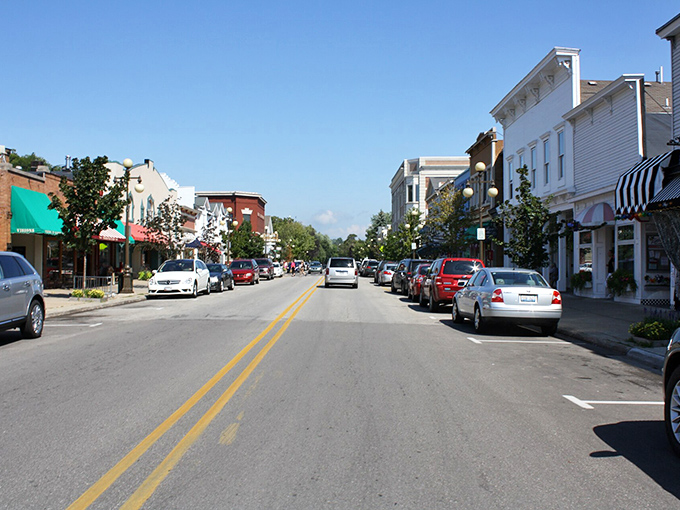Harbor Springs' charming storefronts welcome visitors with a rainbow of awnings. This is where "just browsing" turns into "I'll take two!"