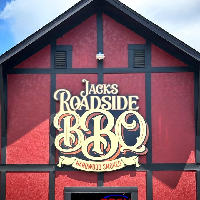 "That sign isn't just pointing to barbecue – it's directing you to your next food obsession. Follow the flames!"