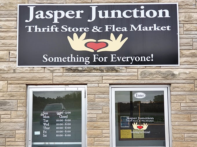 "Something For Everyone!" isn't just a slogan at Jasper Junction—it's a promise written in stone. Literally, on their stone facade.