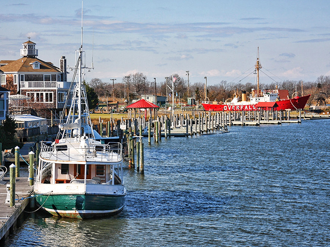 Lewes's waterfront invites you to slow down – boats gently bobbing while fishing tales grow taller by the minute.