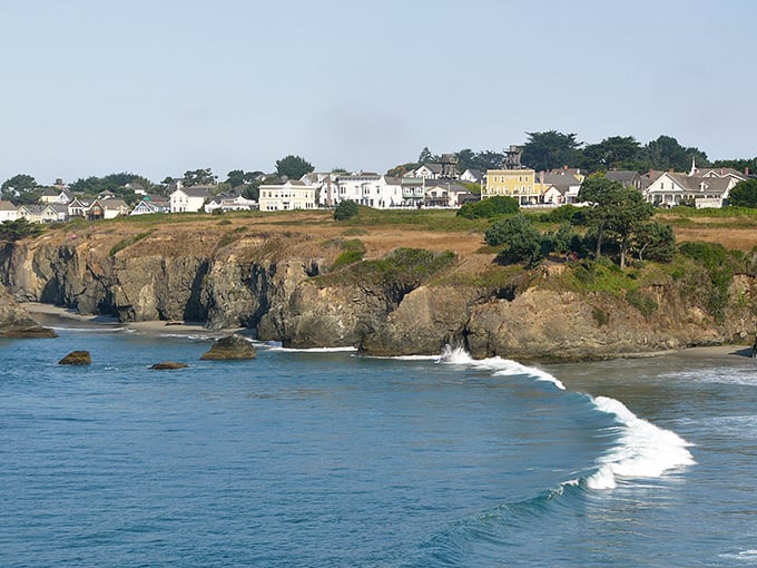 Mendocino's colorful Victorian buildings house treasures waiting to be discovered, like a coastal treasure chest unlocked.