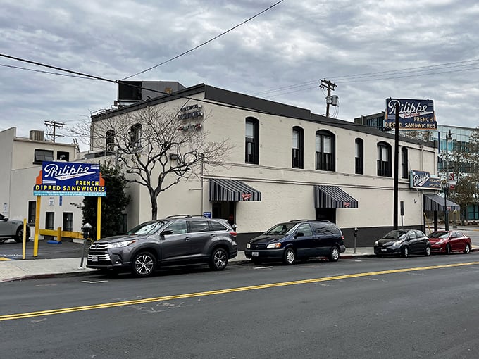 Philippe's classic storefront promises French dipped perfection. Some traditions are worth preserving for over a century.