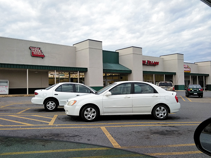 Parked and ready to shop! This unassuming exterior hides a wonderland of affordable treasures waiting to be discovered.