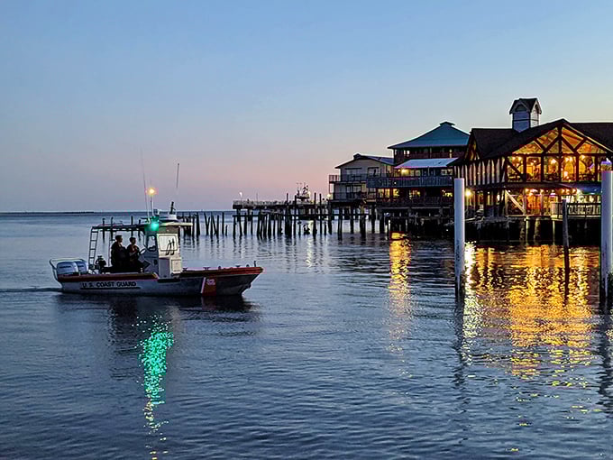 Waterfront dining doesn't get more literal than this. As the sun sets, restaurants perched over the water serve the day's fresh catch.
