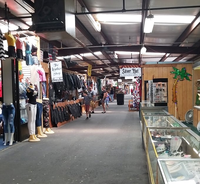 Vendors display their wares with carnival-like enthusiasm. The thrill of the hunt is alive and well in these covered corridors.