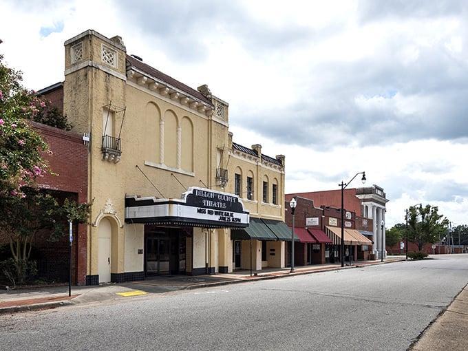 Main Street magic! The Dillon County Theatre anchors this streetscape like your favorite character actor—not the star, but the one who steals every scene.