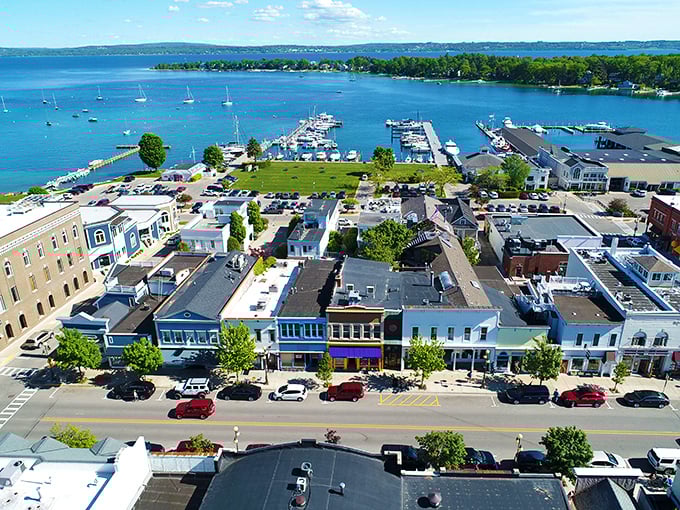 The perfect small-town main drag in Harbor Springs—where parking is plentiful and every shop seems to sell something you suddenly need desperately.