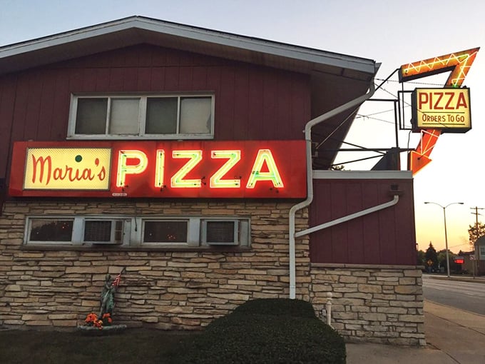 The sunset glow on Maria's classic sign feels like a warm invitation. This isn't just dinner – it's a Wisconsin tradition on a plate.