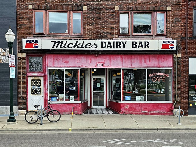 The winter snow frames Mickies' vintage charm perfectly. Inside those doors, pancakes the size of hubcaps await the brave and hungry.