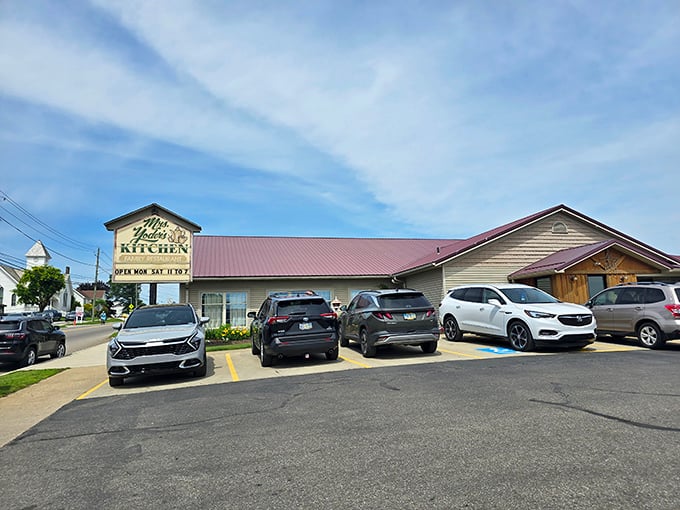 The modest exterior of Mrs. Yoder's hides a wonderland of comfort food within. Don't let that minivan beat you to the last slice of pie!