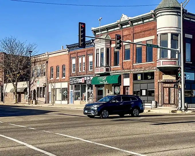 Main Street in Rock Falls stretches before you like a timeline of American architecture. No rush hour traffic here—just the gentle pace of small-town life.