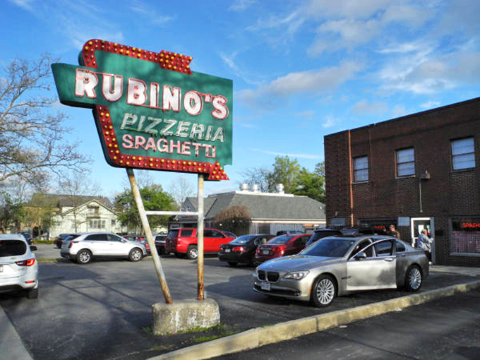 Rubino's Pizza: The vintage sign alone is worth the trip – a mid-century masterpiece that's outlasted eight presidential administrations.