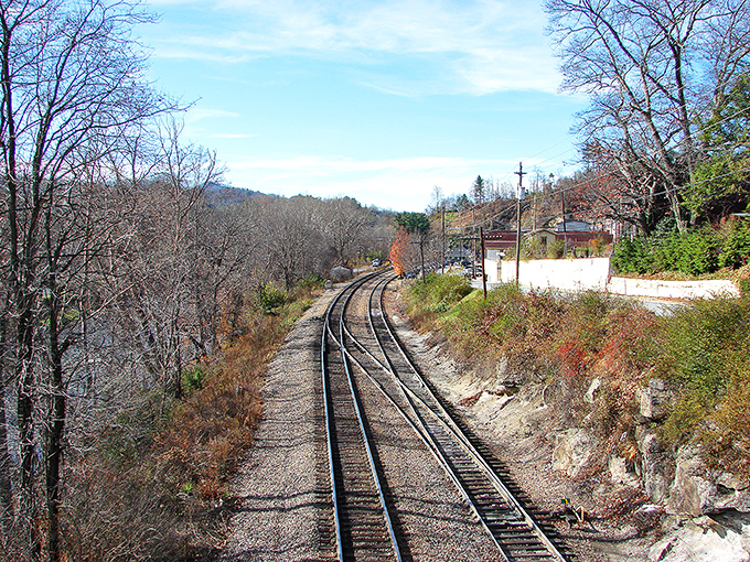 Railroad tracks cutting through Spruce Pine remind us of simpler times. When trains were the height of excitement and nobody was checking their phones.