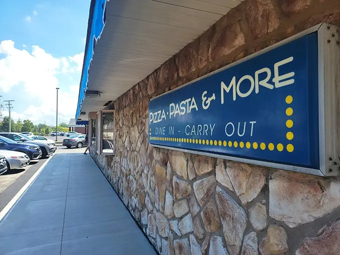 Blue awnings and stone walls—Mario Fazios looks like the kind of place where sauce recipes are kept under lock and key.