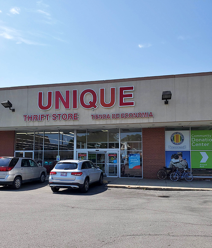 Rain-slicked parking lot can't dampen the thrill of what awaits inside this bilingual bargain hunter's paradise.