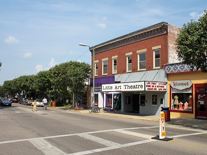 Yellow Springs' vibrant downtown is where hippie meets hipster. Those colorful awnings are like a permanent rainbow after the rain.