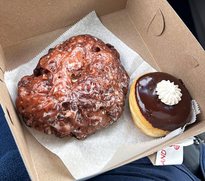 The legendary apple fritter – roughly the size of a small planet and twice as dense. Worth every glorious calorie and minute on the treadmill.