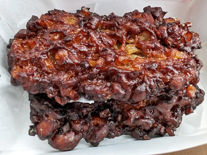 This apple fritter isn't just a donut—it's a masterpiece of caramelized edges and apple-studded interior that would make Picasso jealous.