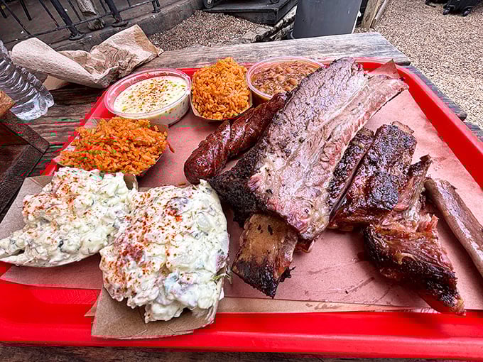 This tray contains enough meat to make Fred Flintstone jealous and your cardiologist nervous—worth every delicious bite.