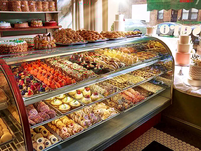 Pastry paradise in full technicolor glory. If Willy Wonka had been Italian, this is what his factory would have looked like—minus the Oompa Loompas.