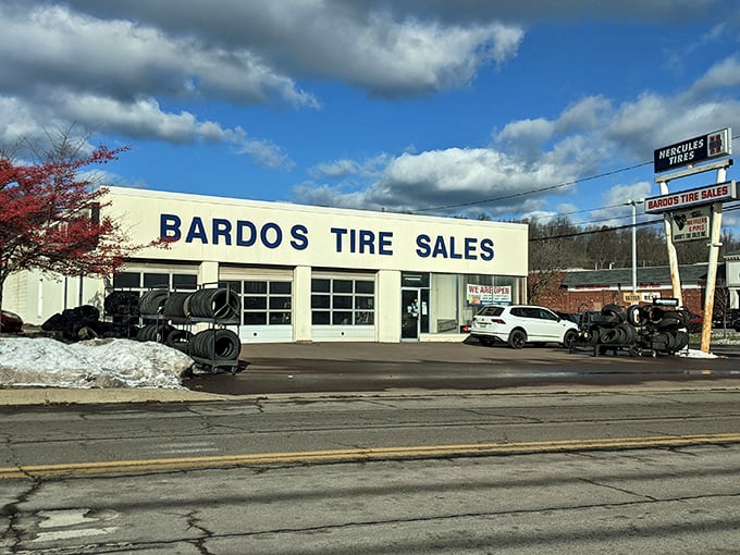 Bardo's Tire Sales represents the practical side of small-town living—where your car gets fixed by people who'll remember your name next time.