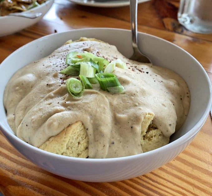 These biscuits and gravy might cause an identity crisis for meat-eaters. Creamy, peppery, and utterly satisfying—no animals were harmed in the making of this comfort food masterpiece.