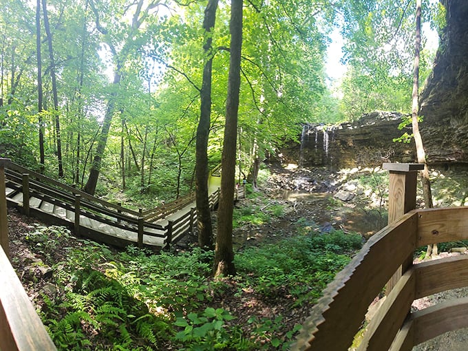 Where the forest meets the falls—wooden boardwalks guide visitors through this enchanted landscape without anyone having to sacrifice their clean sneakers.